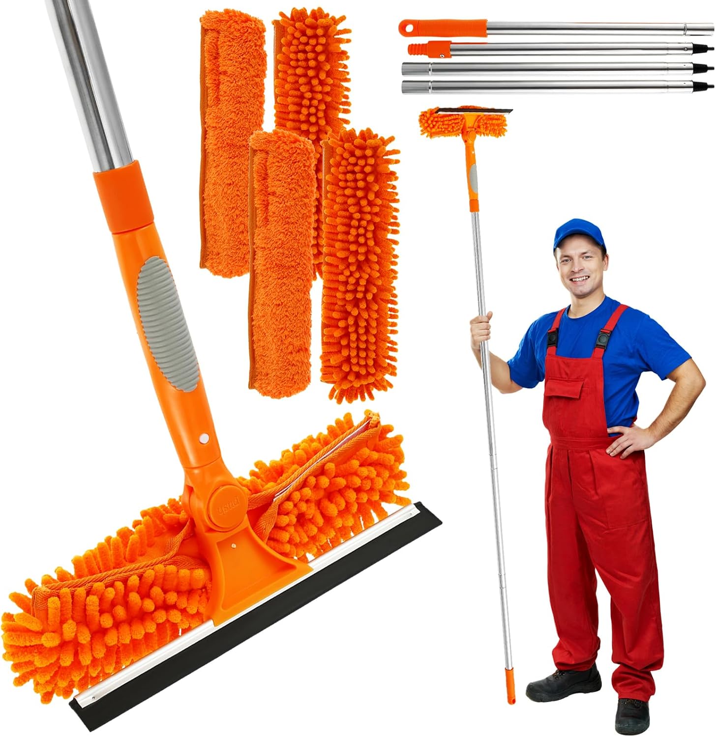 Amazon.com: Window Cleaning Squeegee Kit with Cleaning Cloth Cover ...