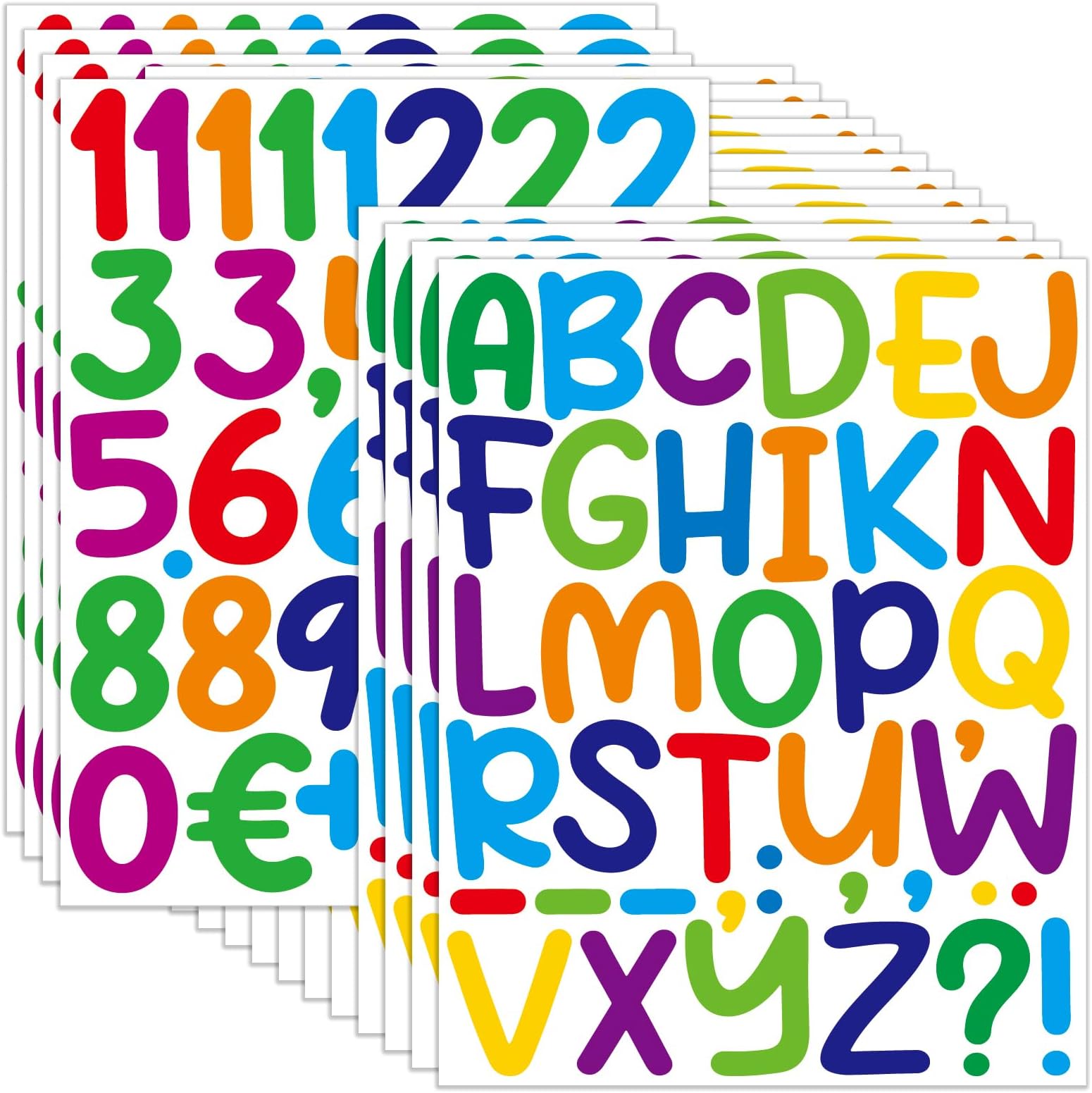 Amazon.com: 1900 Pieces 24 Sheets 12 Colors Self Adhesive Vinyl Letter ...
