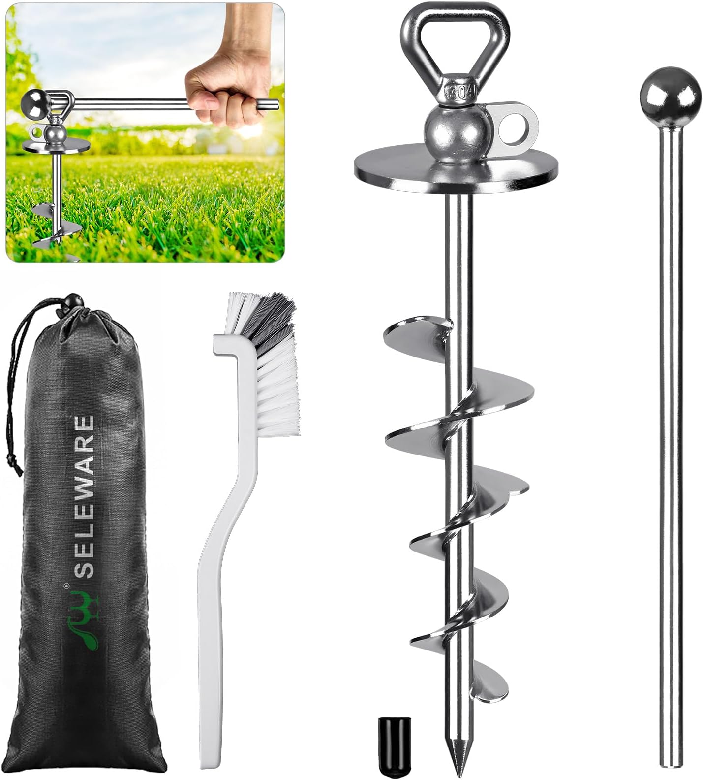 Amazon.com: SELEWARE Dog Tie Out Stake Outdoor Anti-Rust Ground Anchor ...