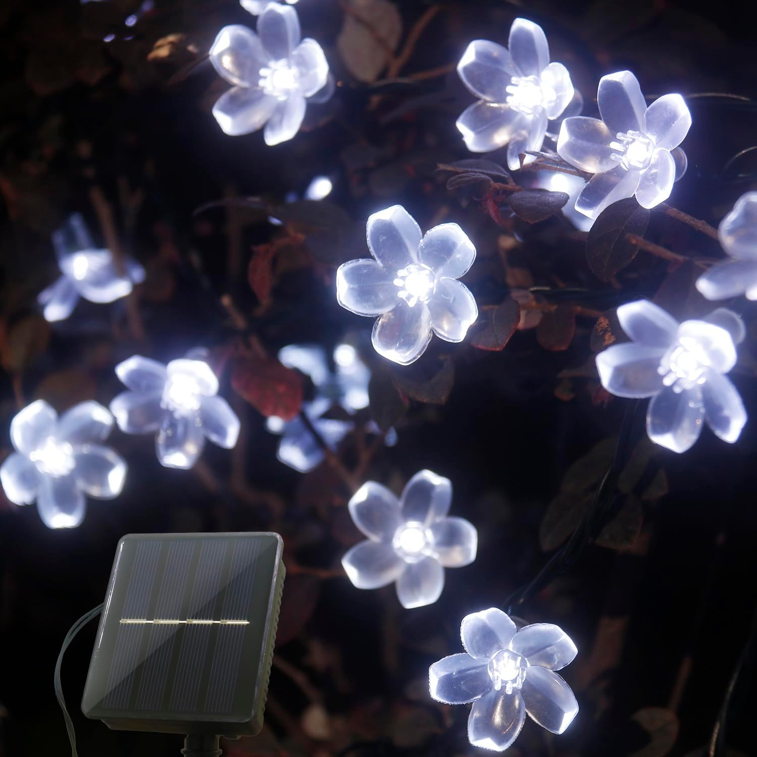 SEMILITS Outdoor Solar String Lights 50LED Flower Shaped Solar Fairy ...