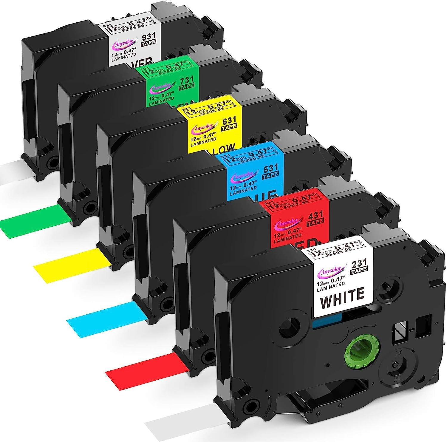 Anycolor Compatible Colored Label Tape Replacement for Brother P-Touch ...