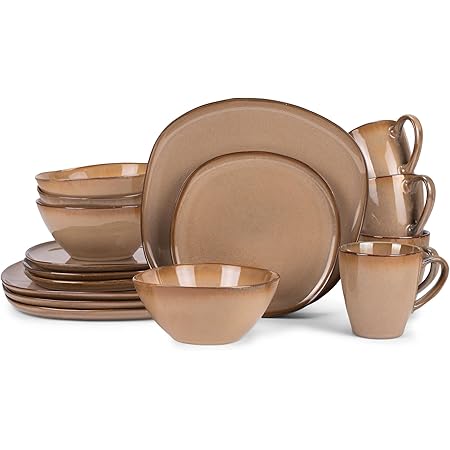 Amazon.com | Better Homes and Gardens Bazaar Brown 16-Piece Dinnerware ...