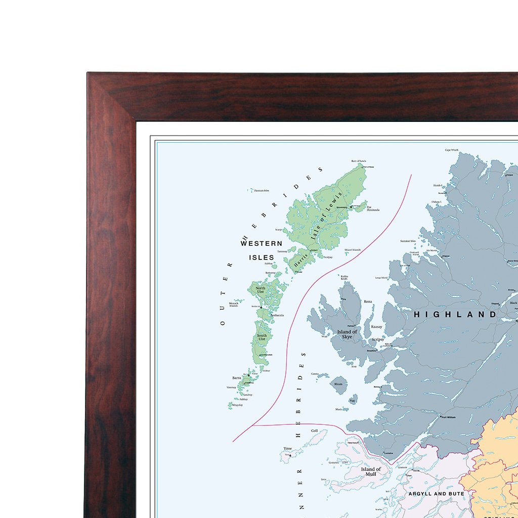 Buy UK Wall –Laminated With Dark Wood Frame Large - British Isles ...