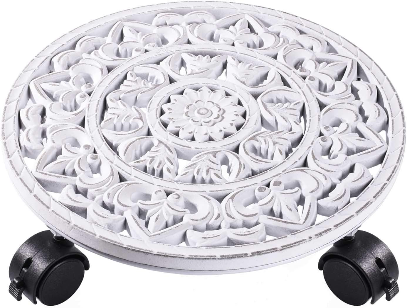 Amazon.com: JIAYUAN 12 Inch Plant Caddy with Wheels White Rolling Plant ...