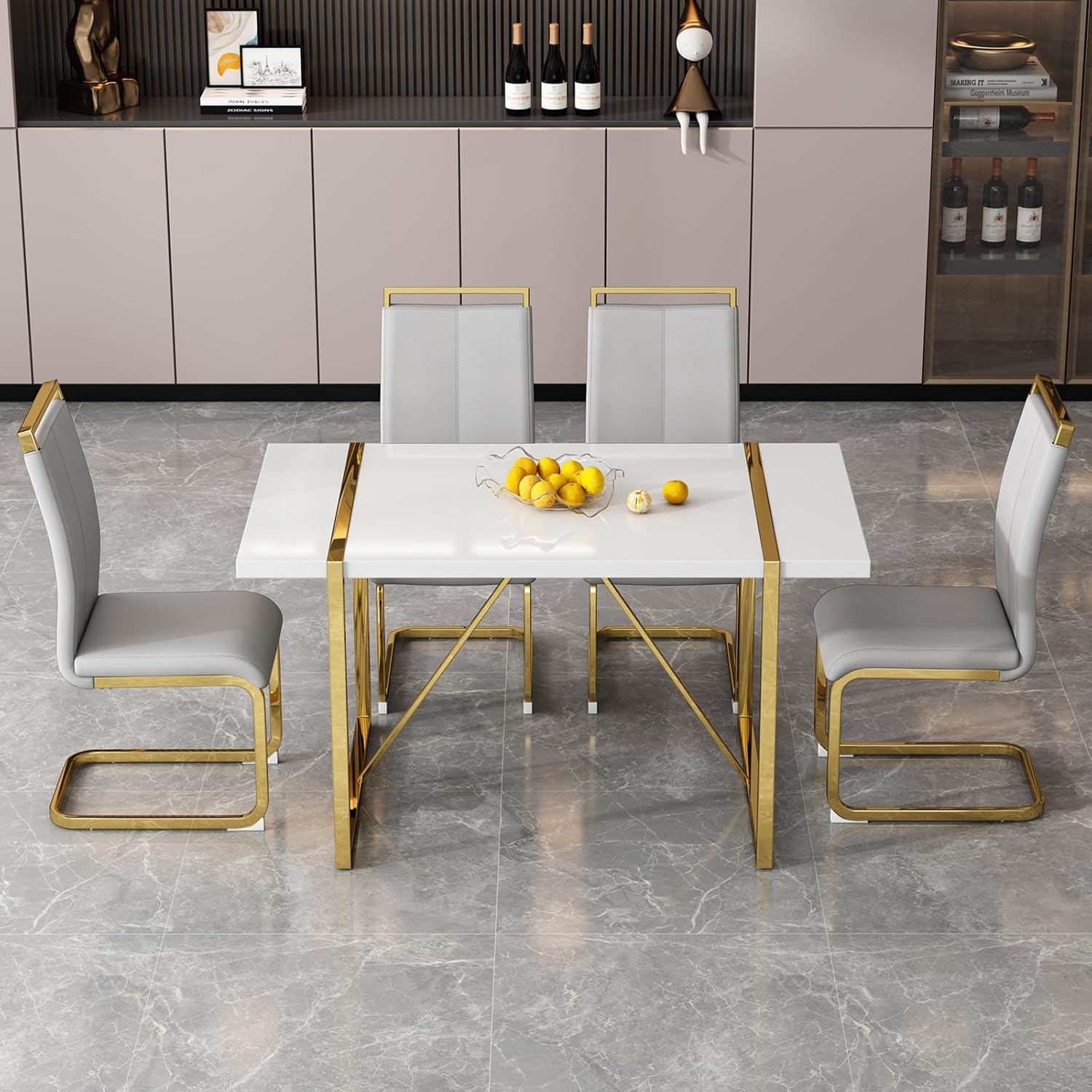 Amazon.com - Ebullient White Dining Table Set for 4，Rectangular MDF ...