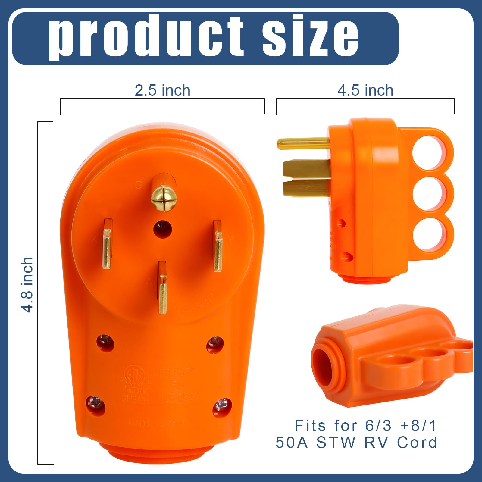 Snapklik.com : 50 Amp Male And Female RV Plug Set 14-50P/50R RV Power ...
