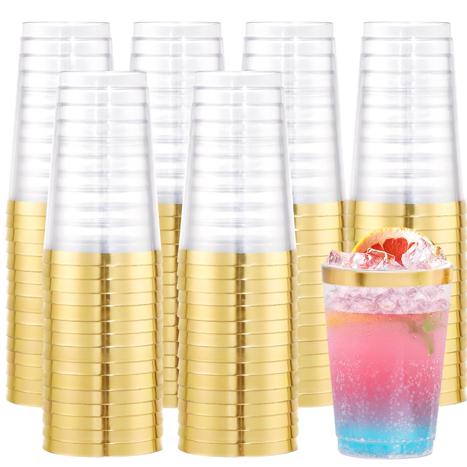 Amazon.com: supernal 200pcs Gold Plastic Cups,12oz Party Cups,Clear ...