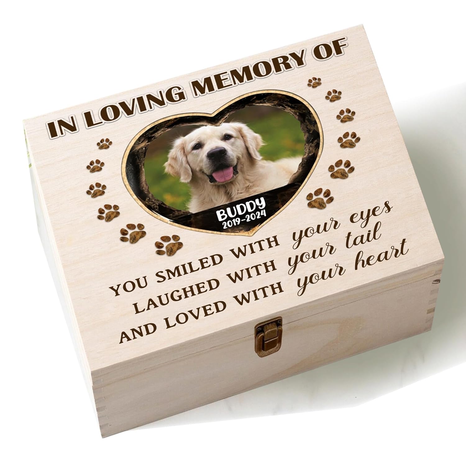 Amazon.com: Personalized Pet Memorial Keepsake Box, Custom Photo, Name ...