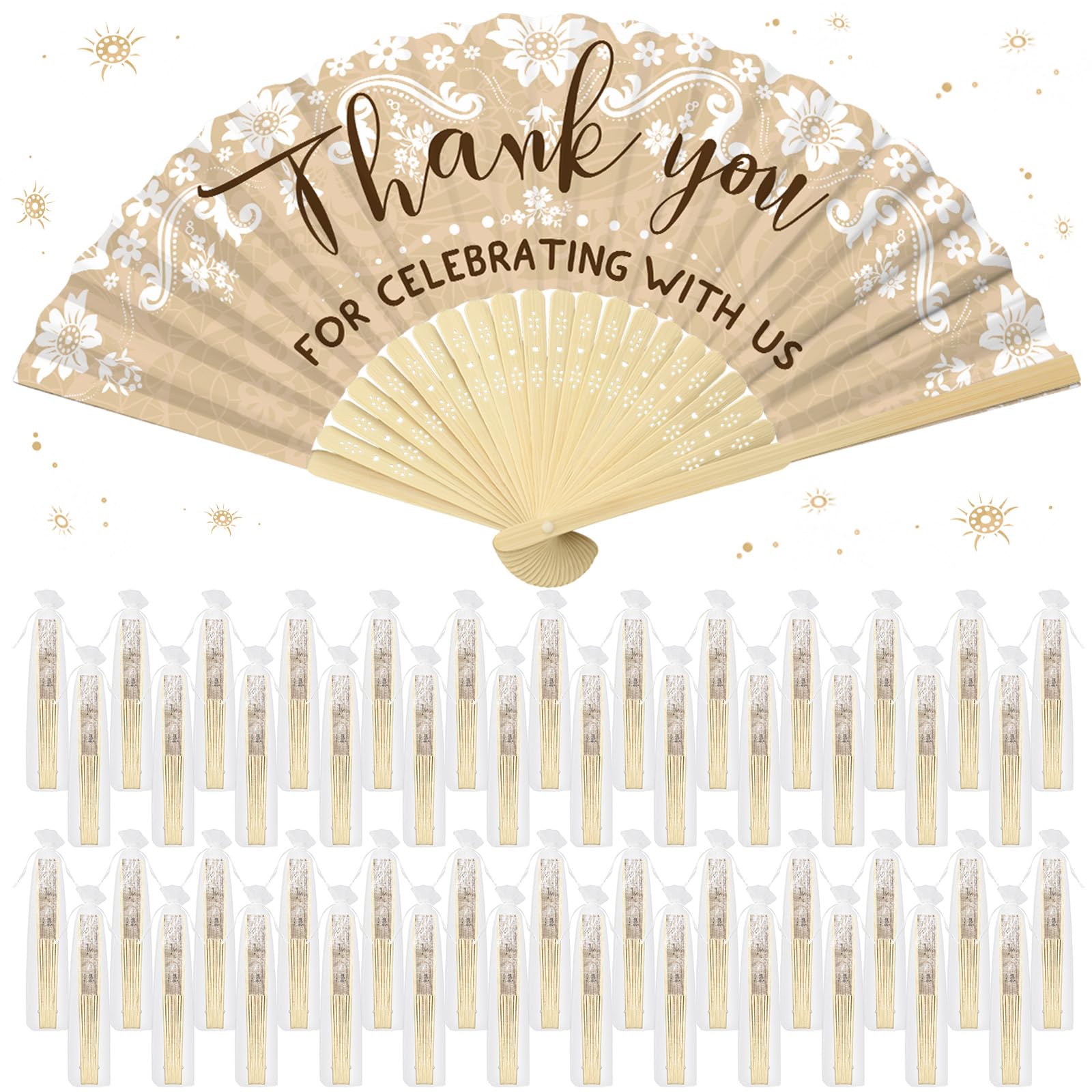 Amazon.com: Beeveer 50 Pcs Wedding Foldable Hand Fans Wedding Handheld ...