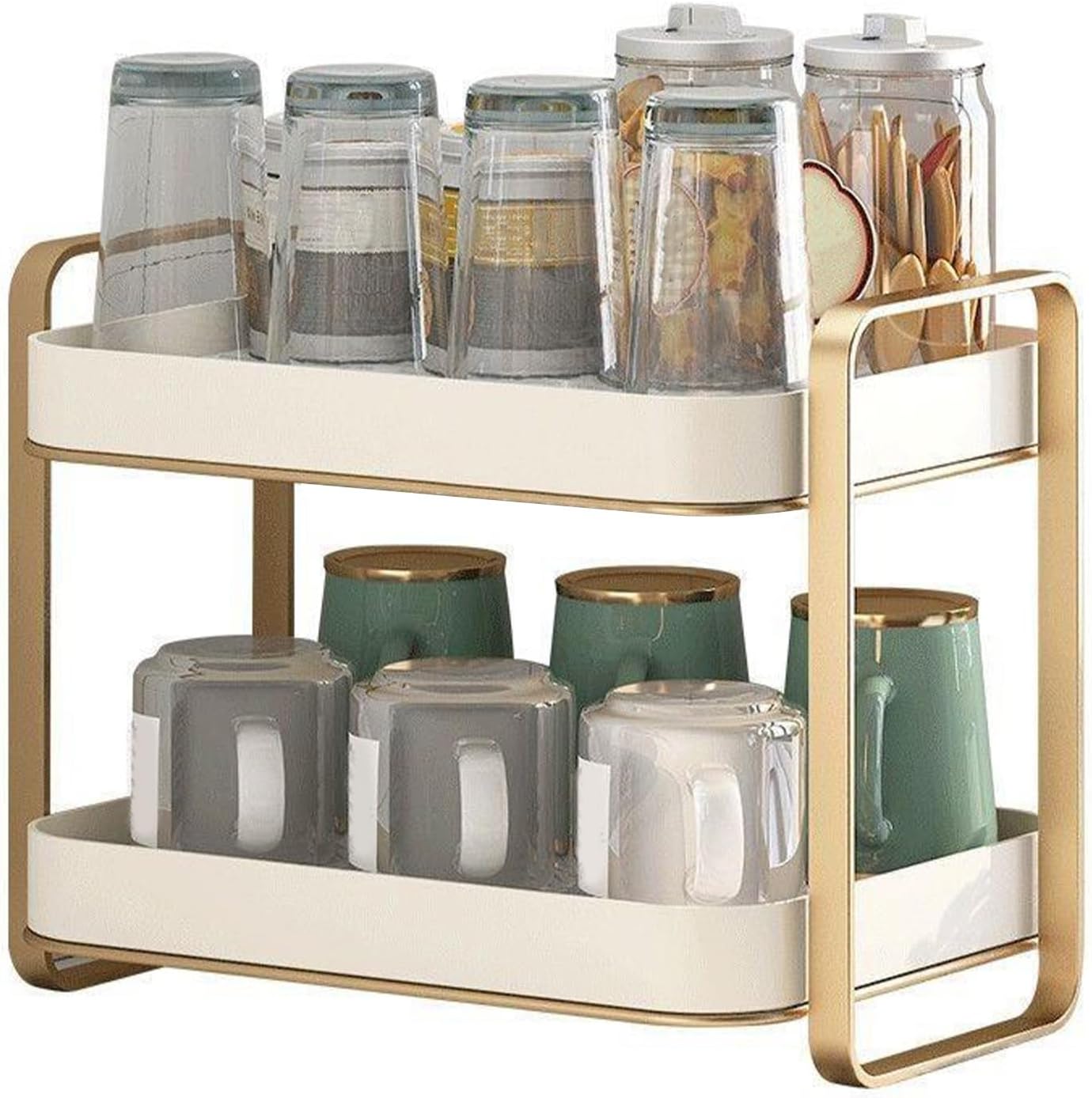 2 Layer Cup Drying Shelf, Tidy Storage for Cups, Tea Sets, Fruits with ...