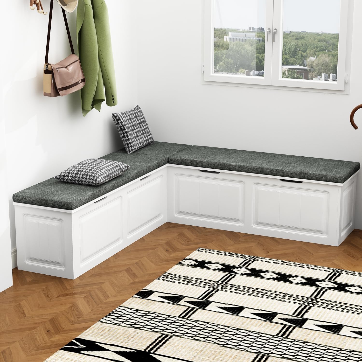 Amazon.com: AGOTENI 63" W Backless Breakfast Nook Bench with Hidden ...