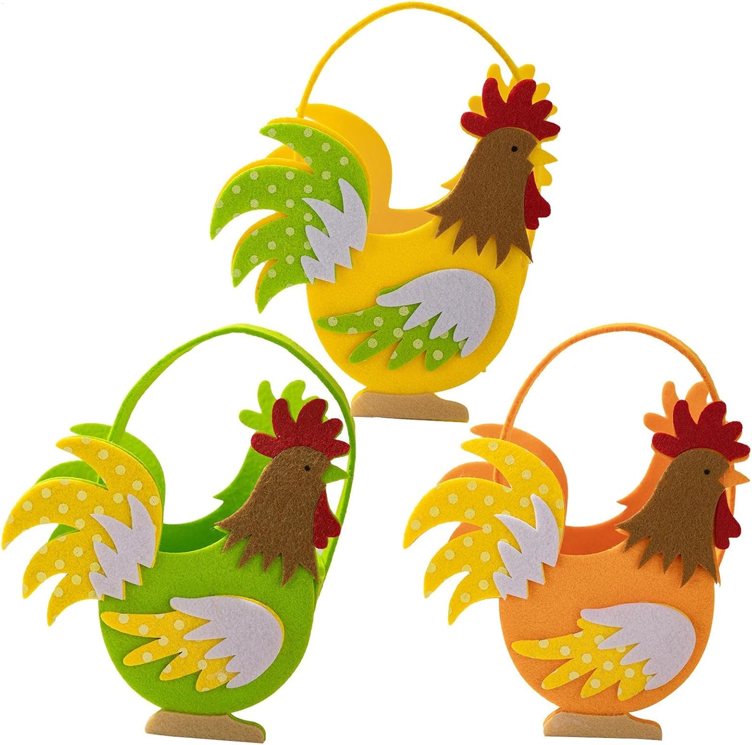 Easter Rooster Basket Easter Rooster Bucket Bags - 3x Felt Easter ...