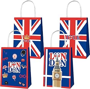 4Pcs UK Flag Gift Paper Bags with Handles for VE Day Flag 80th ...