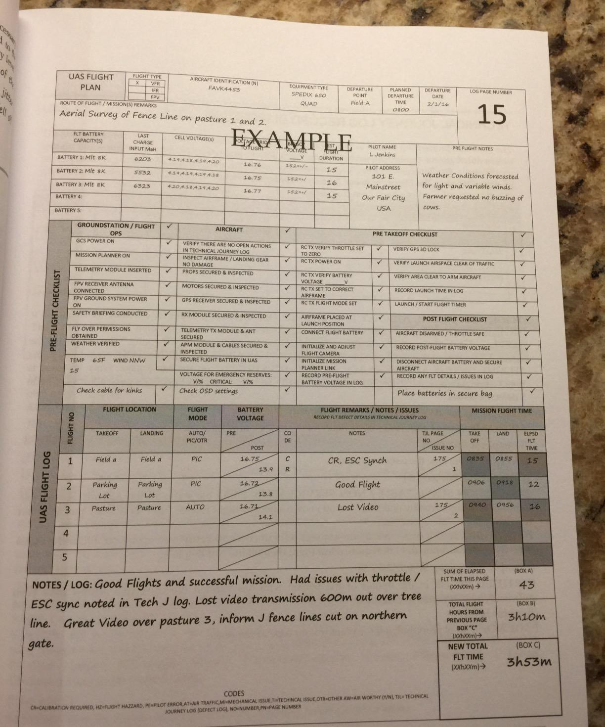 Drone / Unmanned Aircraft System Flight Log: Logbook for the ...