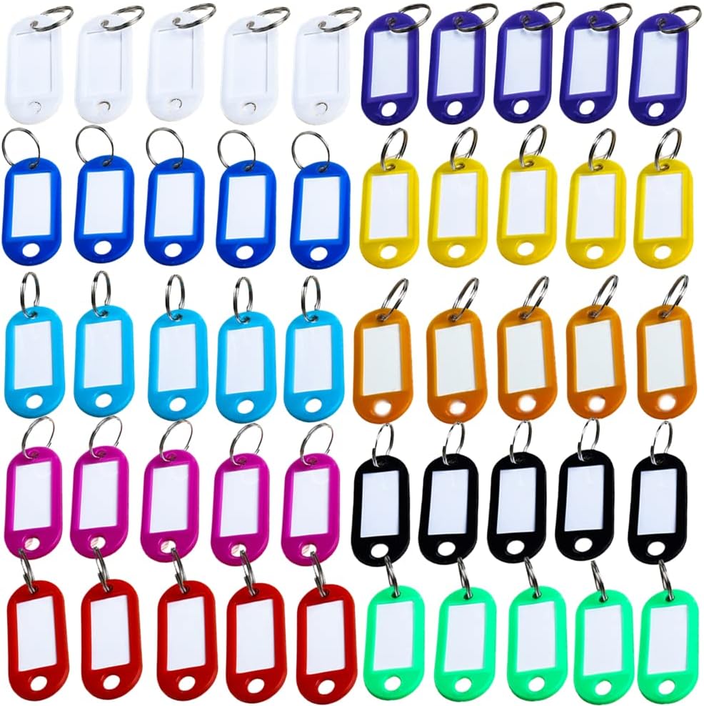 Amazon.com : 50 Pcs Plastic Key Tags Key Chain ID Tags Key Label Tags ...