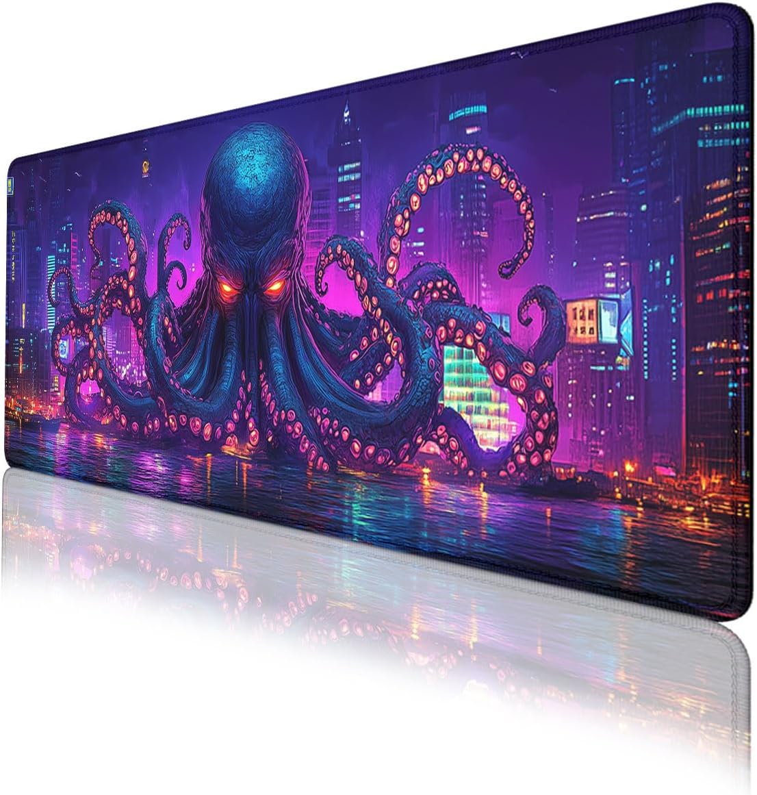 Amazon.com: Octopus Gaming Mouse Pad Desk Pad Neon Cityscape Cthulhu ...
