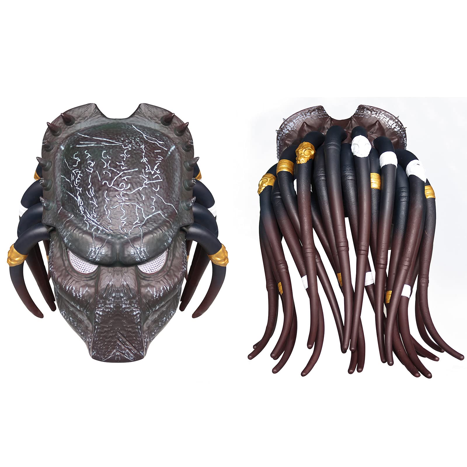 Buy Predator Mask Cosplay Alien vs. Predator Replica Helmet Dreads ...