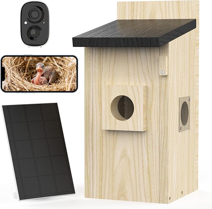 LASTOOLS Smart Bird Houses for Outside Solar Powered,4MP Birdhouse ...