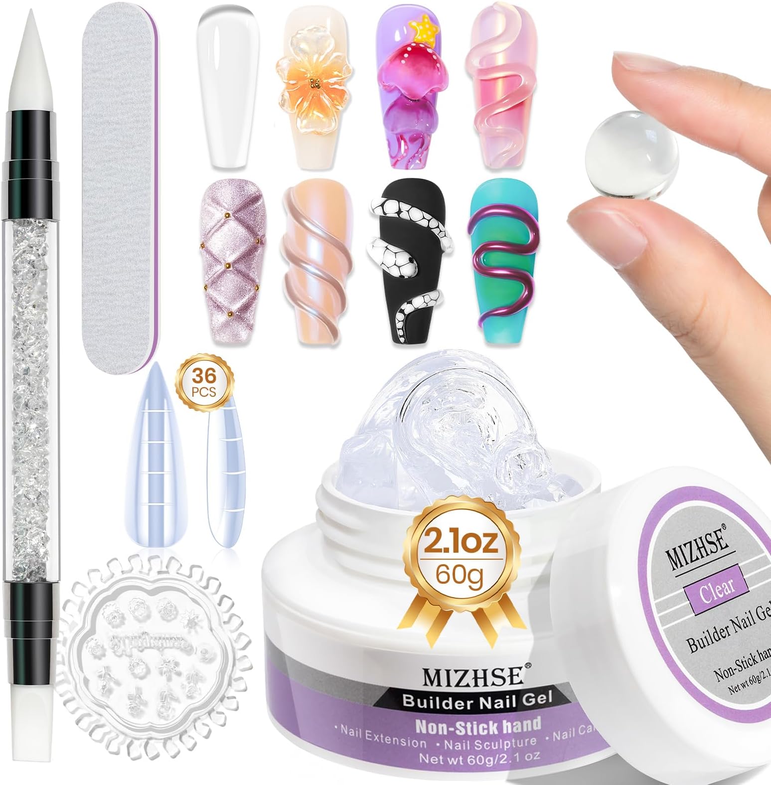 Amazon.com : U-Shinein Mirco Sculpture Painting Nail Gel with Chrome Nail Powder, 3D White ...