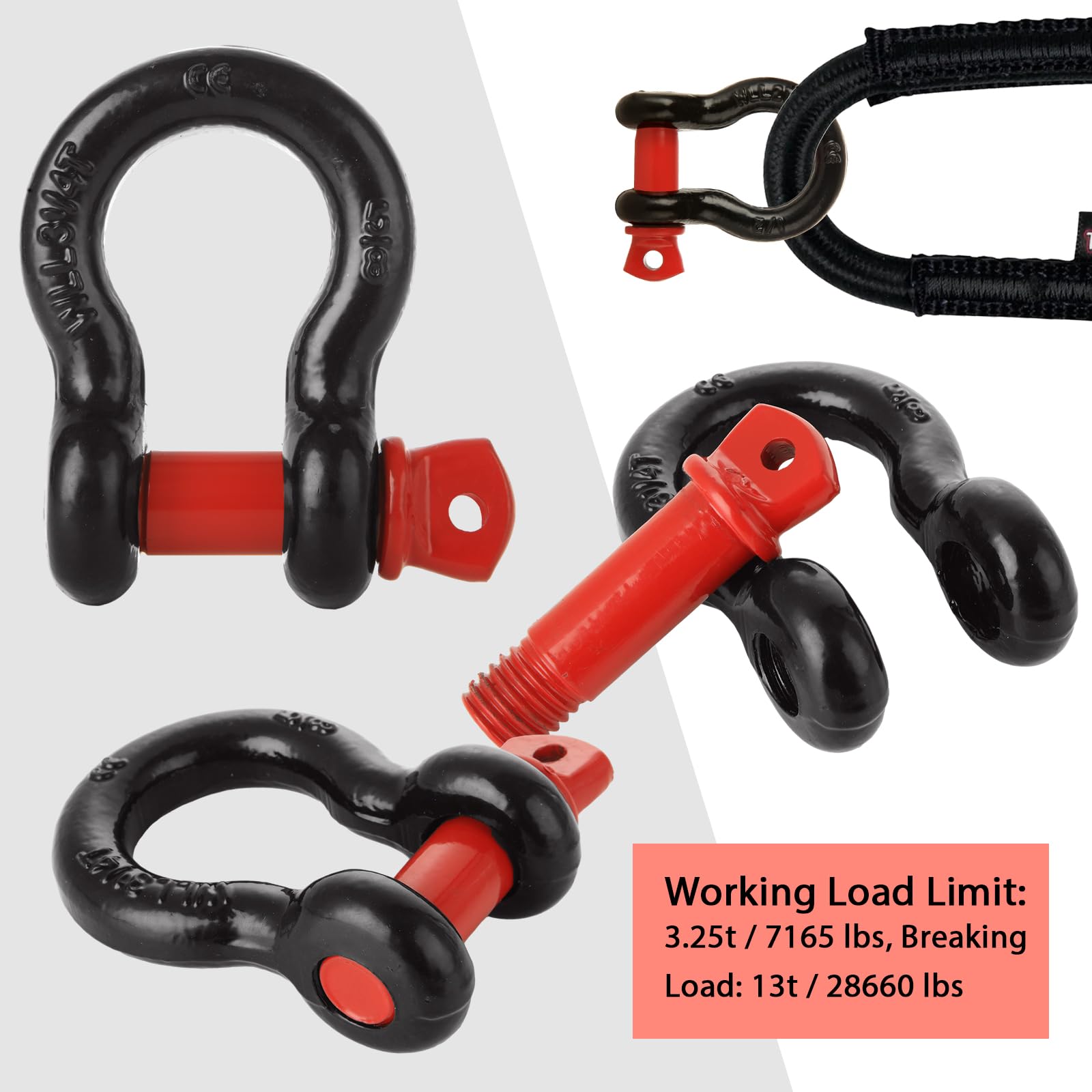 Snapklik.com : 6PCS 5/8 D Ring Shackle 3.25 Ton