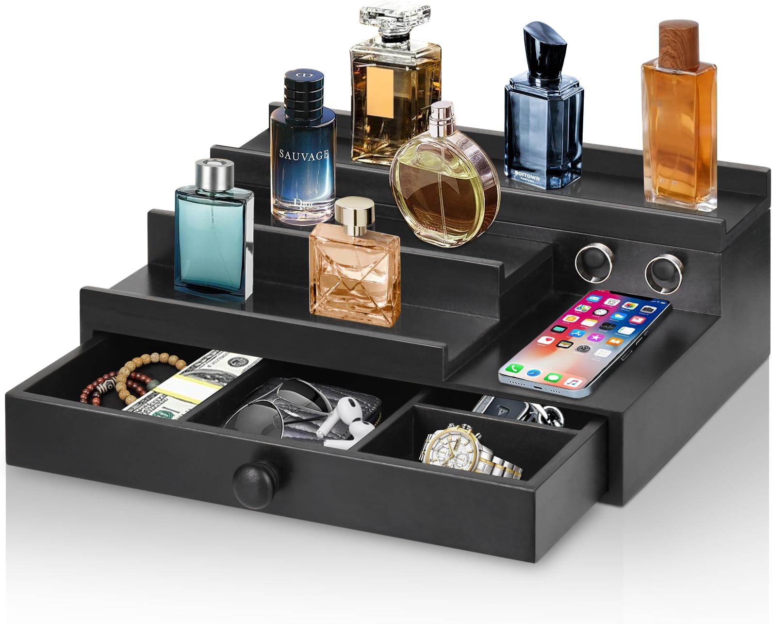 Amazon.com: Mongshin Cologne Organizer for Men,Black Wood Perfume ...