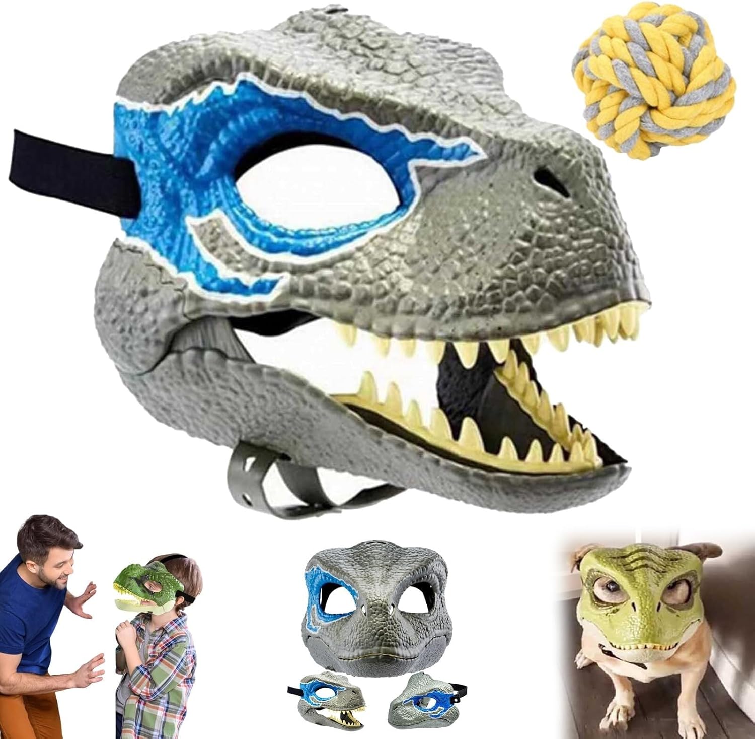 Amazon.com: Ujicde Dog Dinosaur Mask,Dino Mask Moving Jaw,Dinosaur Mask ...