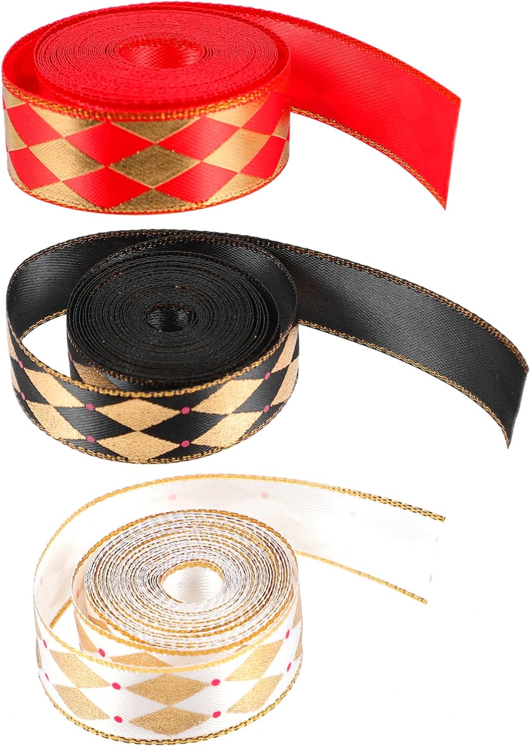 EXCEART 3 Rolls 3 Diamond Pattern Webbing Satin Gold Bronzing Wire ...