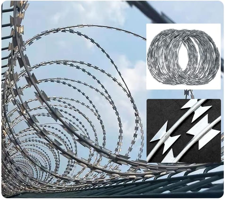 Amazon.com : Razor Wire Helical Wire Roll, Galvanised Steel Clipped ...