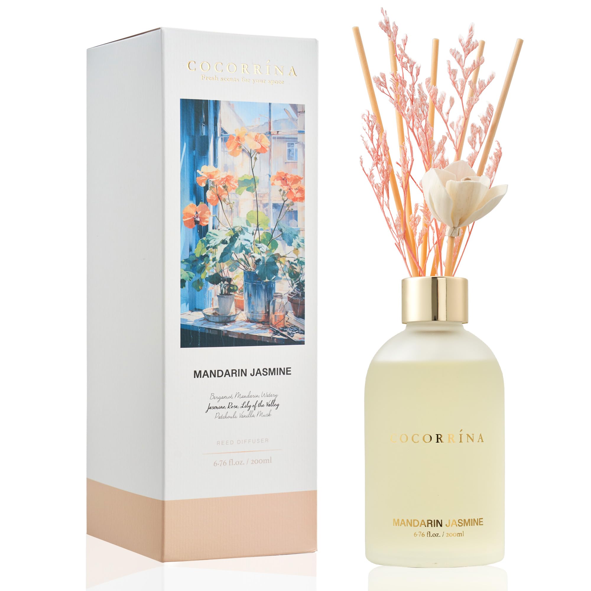 Amazon.com: COCORRÍNA Reed Diffuser - Mandarin Jasmine 6.76 oz Flower ...
