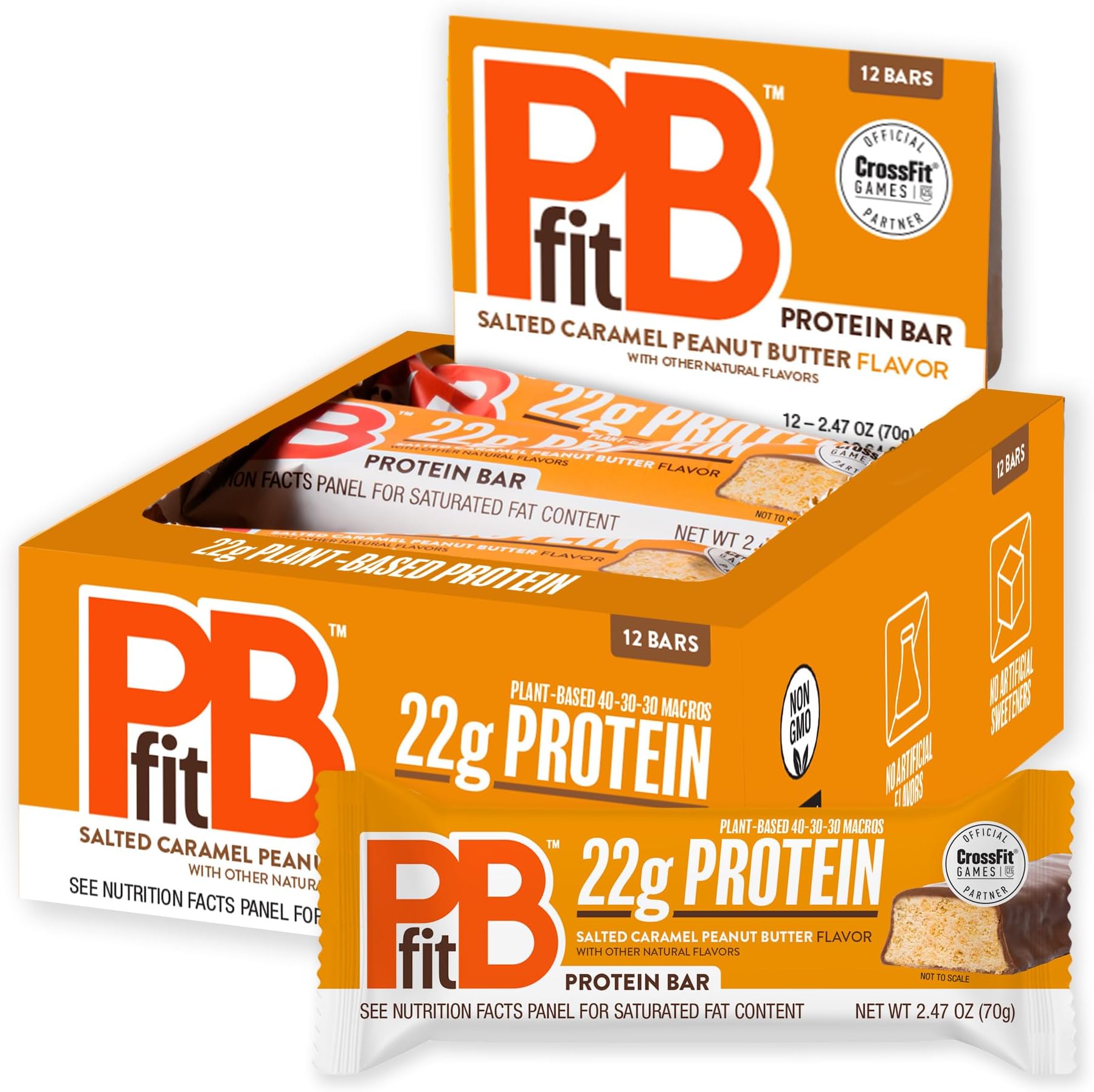 Amazon.com: PBfit Salted Caramel Peanut Butter Protein Bars, 22g ...