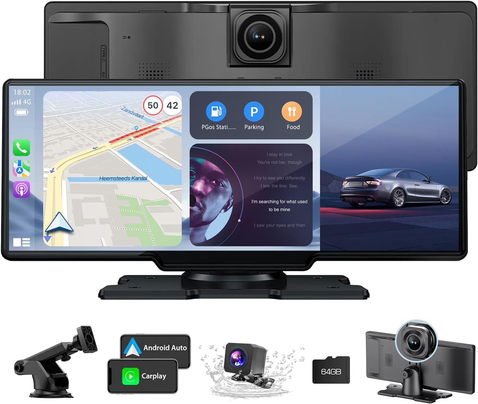 Amazon.com: Car Play Screen with 4K Dash cam 10.26 Inch Compatible with ...