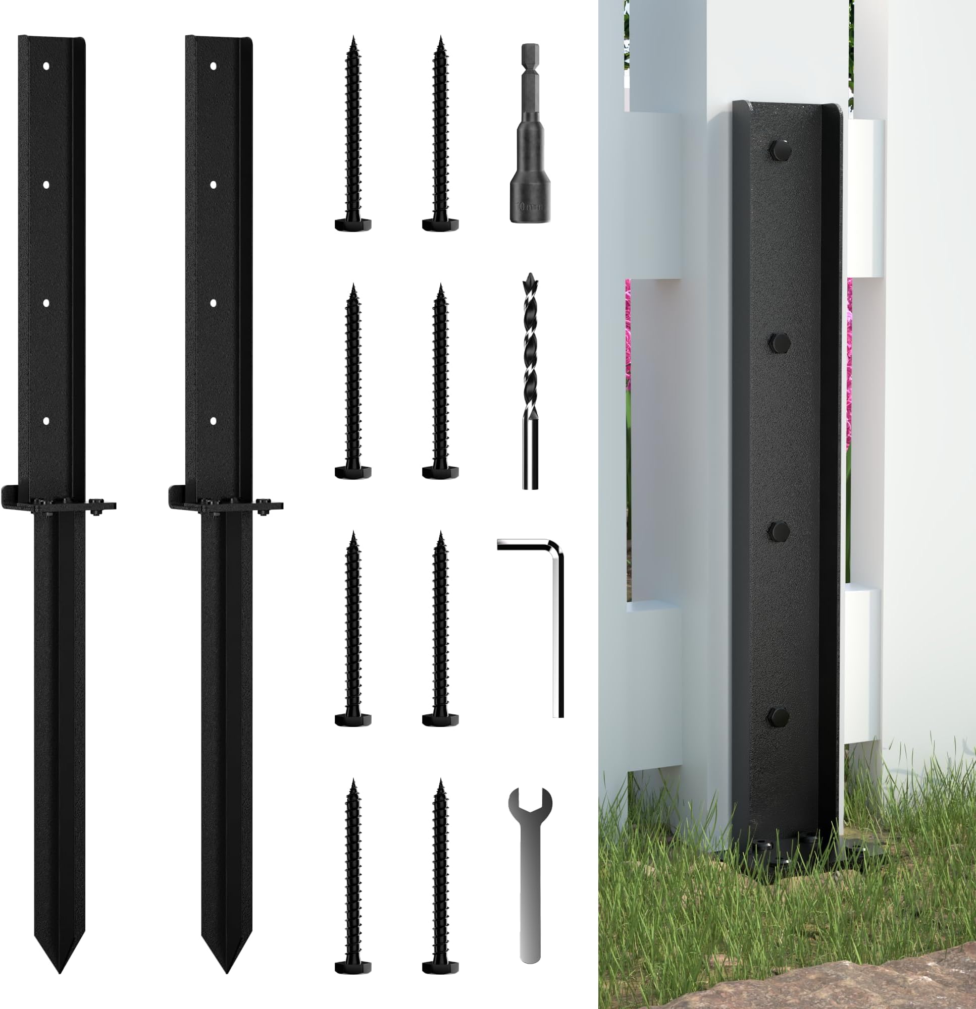 Amazon.com : KABMOZ 2 Pack Fence Post Anchor Repair Kit - The Ultimate ...