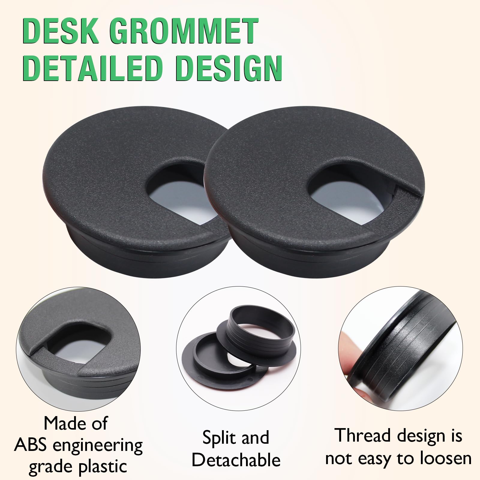 Snapklik.com : 10 Pcs Desk Grommet 1-1/2" / 38 Mm, Desk Cord Hole Cover ...