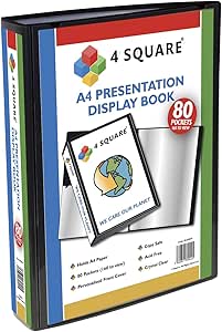 A4 Display Book - 80 Pockets (160 Sides) Black Presentation Display ...