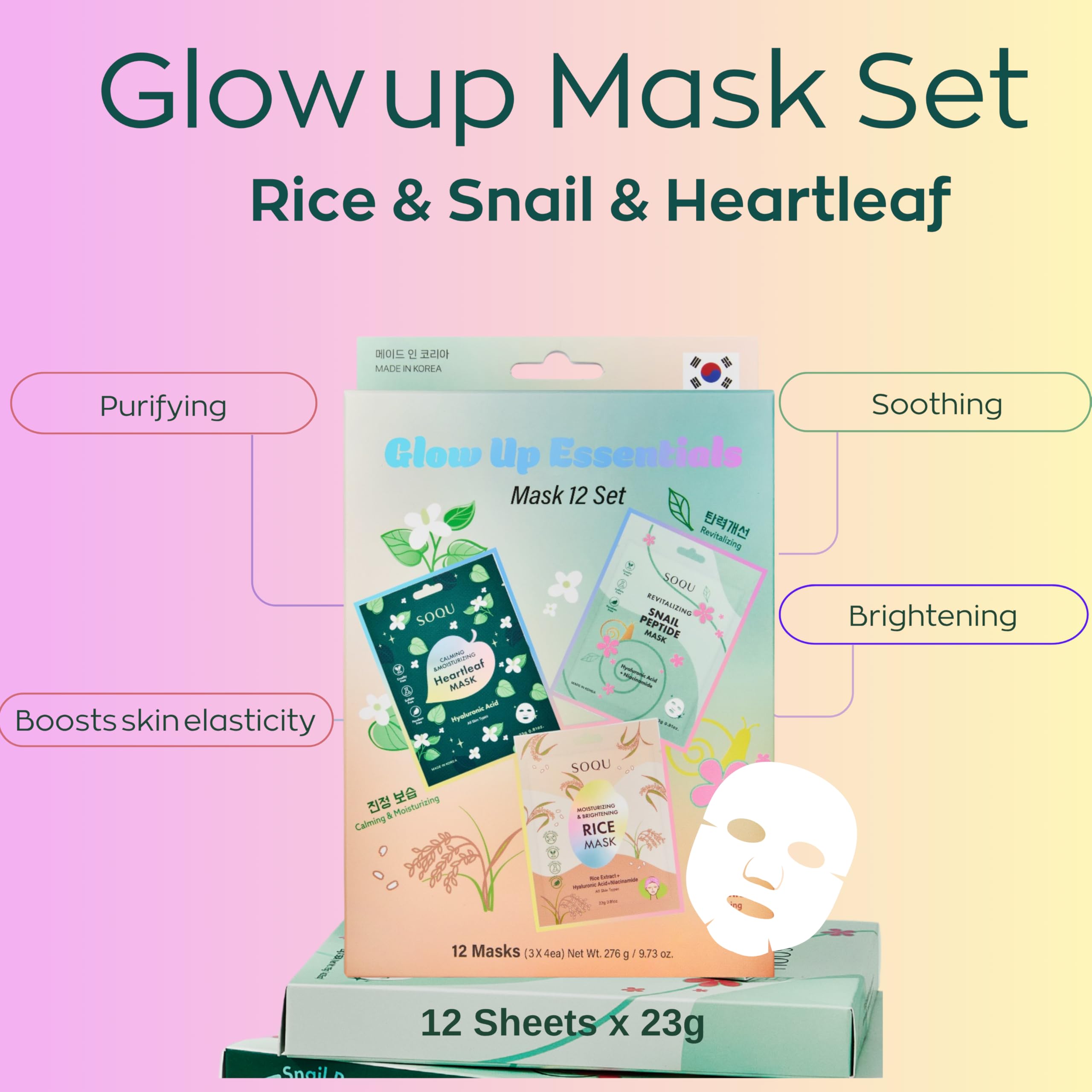 Snapklik.com : SOQU Glow Up Essentials Mask Set 12 Premium Korean Face ...