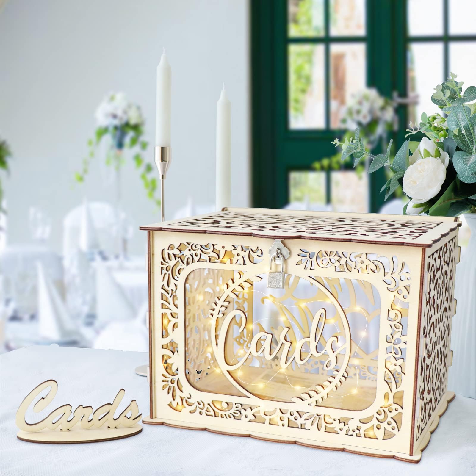 Amazon.com: OurWarm White Wedding Card Box with Lock, PVC Gift Card Box ...