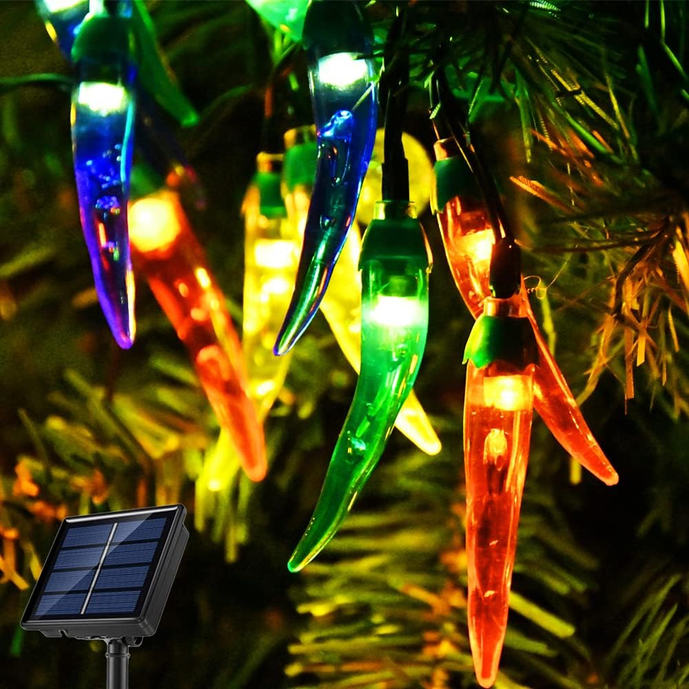 Amazon.com: Dreamworth Solar Red Chili String Lights, 30 LED Chili ...