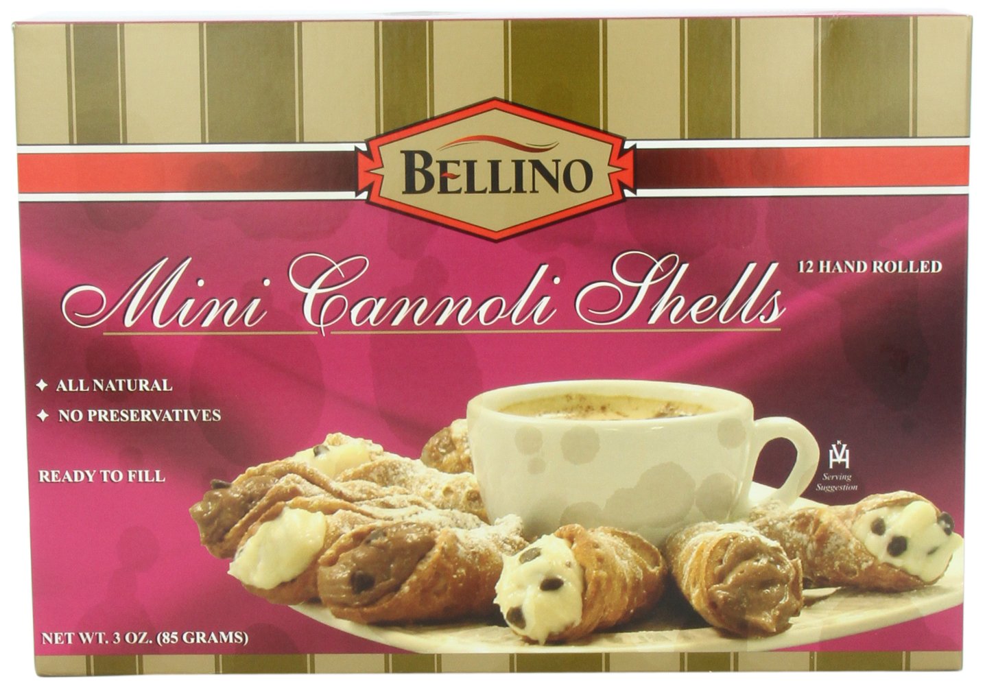 Amazon.com: Bellino Mini Cannoli Shells, 3 Ounce Boxes, 12 Count Shells ...