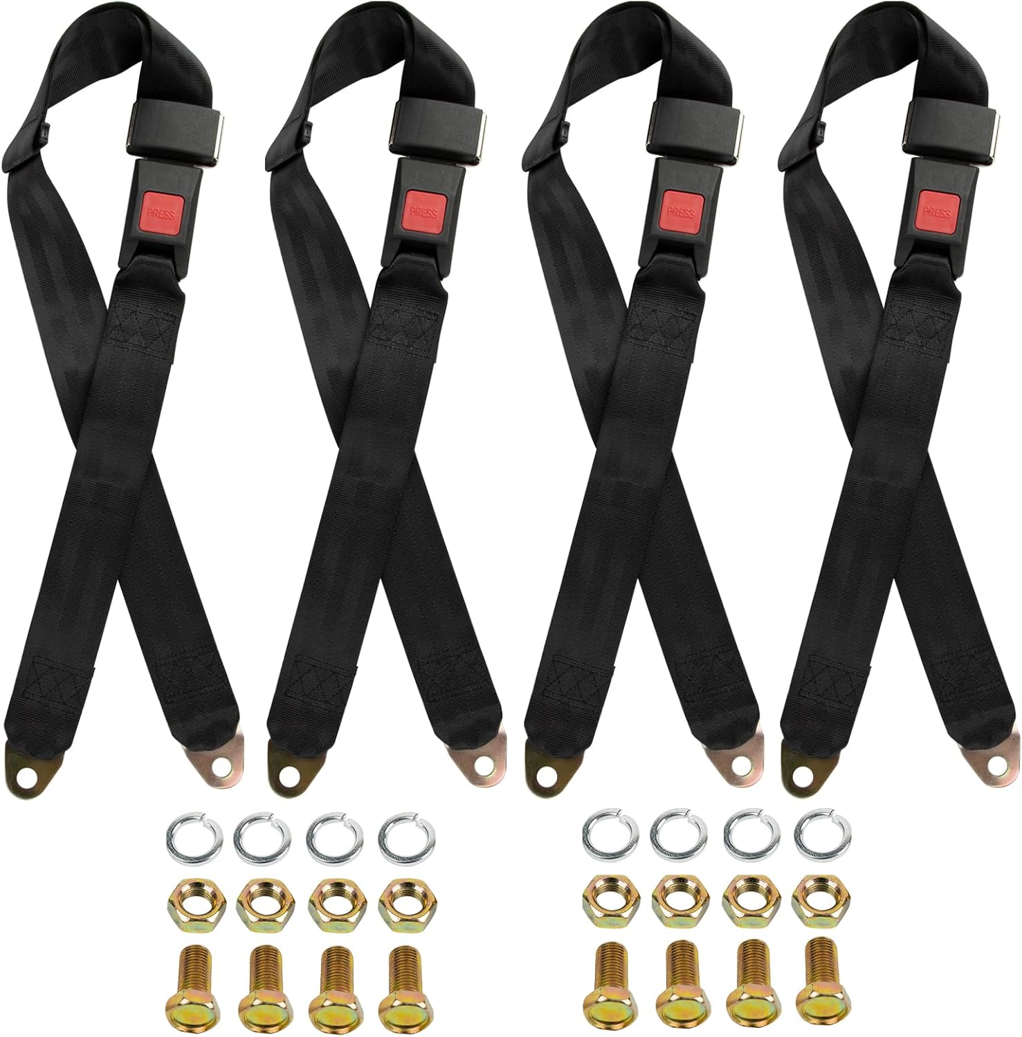 Amazon | 10MM 車汎用 4点セット 調節可能キット 対応 モビリティスクーター、電動車椅子、バス、スクールバス、フォークリフト | シートベルト用品 | 車＆バイク