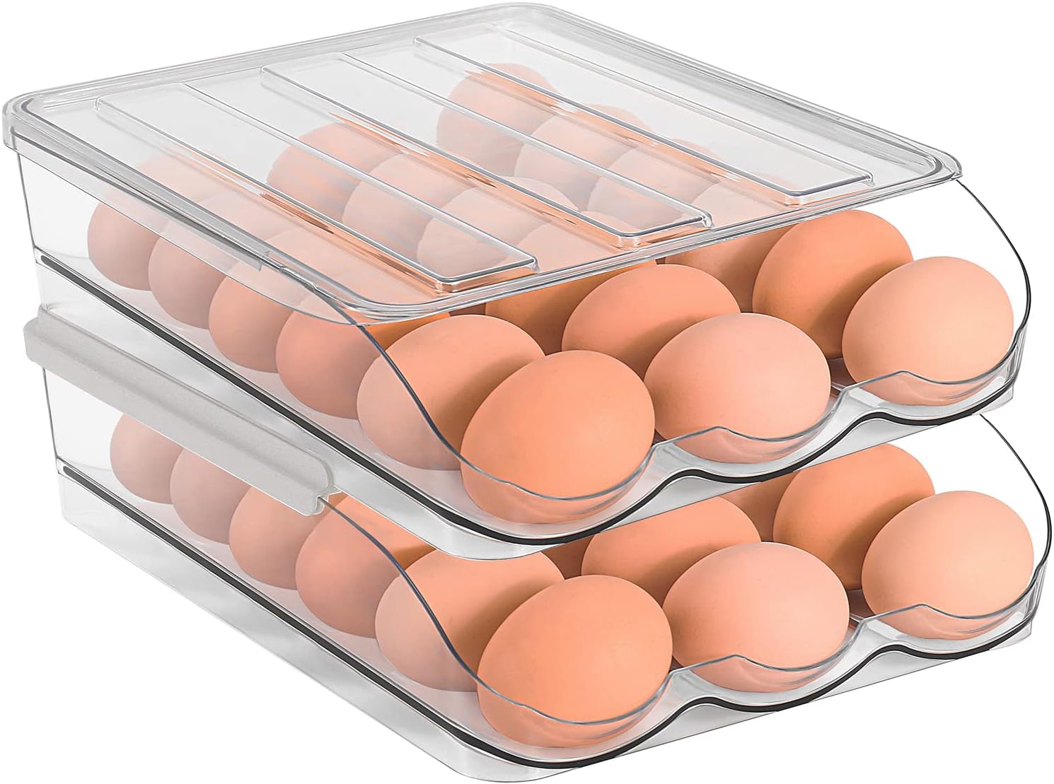 Amazon.com: Sooyee 2 Layer Ramp Type Auto Rolling Egg Holder Storage ...