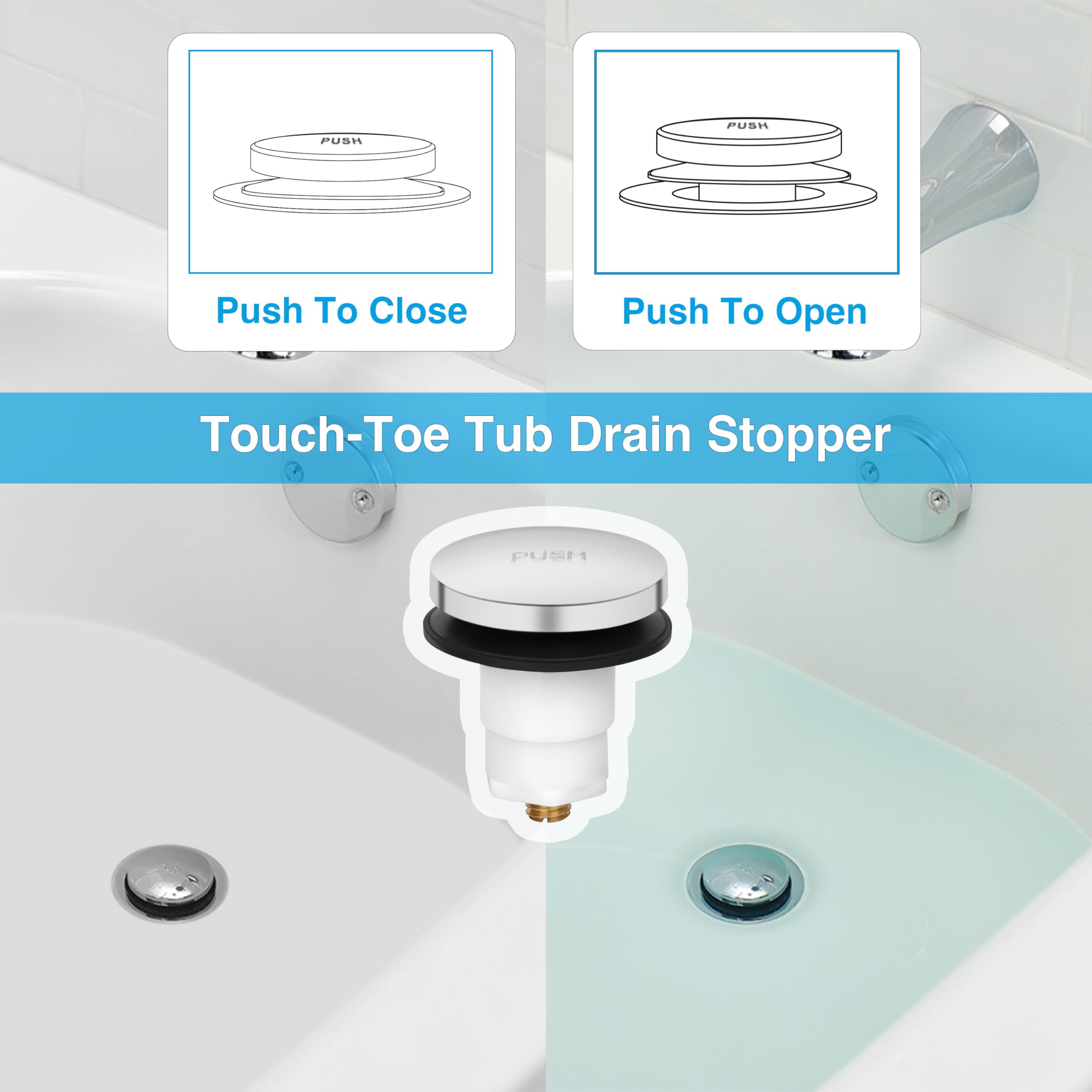 Shower Stopper Dreyoo Tip Toe Bath Drain Stopper And Cover Tub Stopper ...