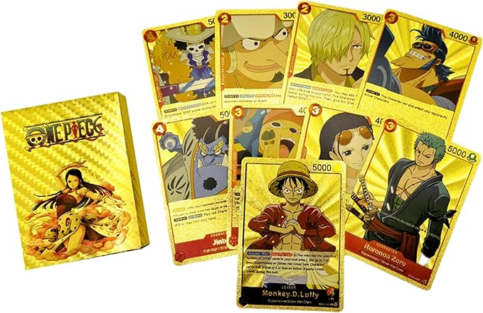 Wopin 55Pcs One Piece Anime Cards, Game Card Box, Ultra Rare Metal Pack ...