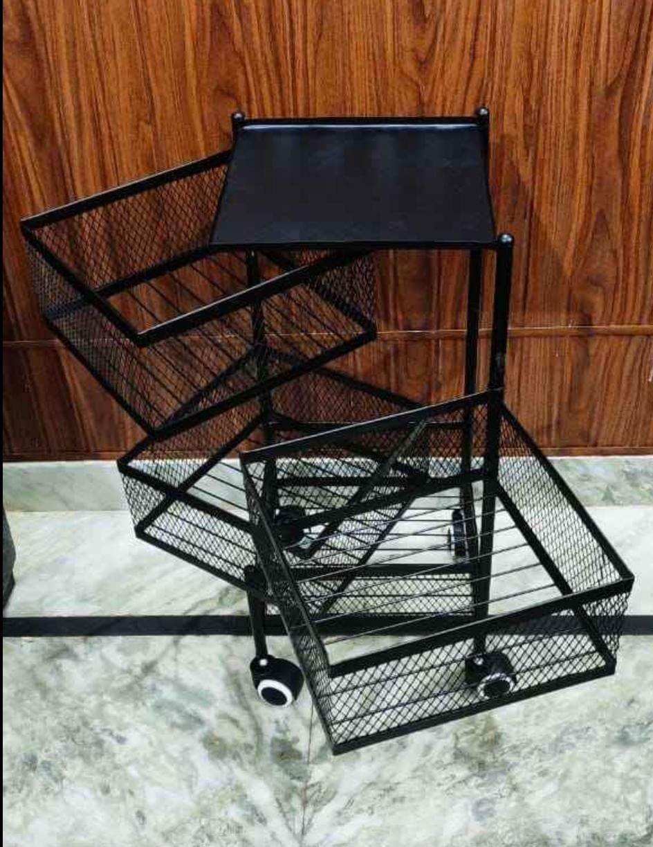 Square 4 Layer Trolly Local Metal 1Pc 4 Layer Kitchen Rotating Trolley ...