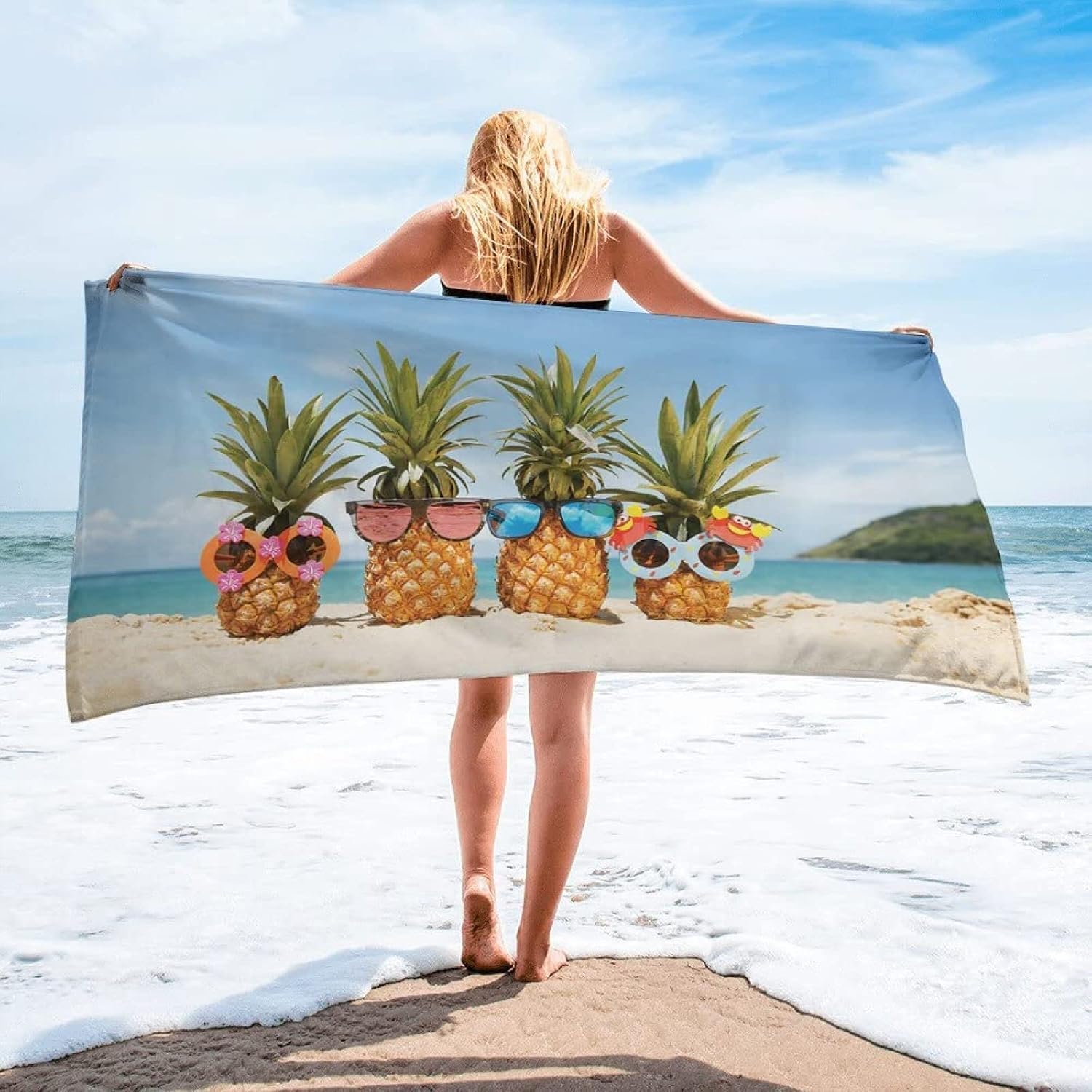 3D Funny Pineapple Microfibre Beach Towel Extra Large 200x200 cm, Beach ...