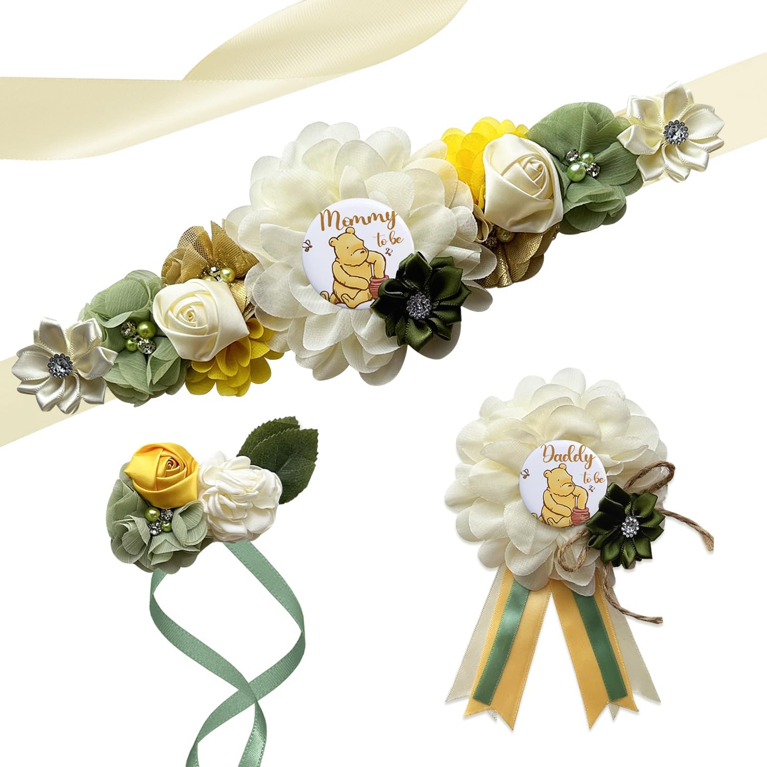 Amazon.com: Toscayat 3 Pack Mom to Be Sash, Daddy to Be Corsage Pins ...