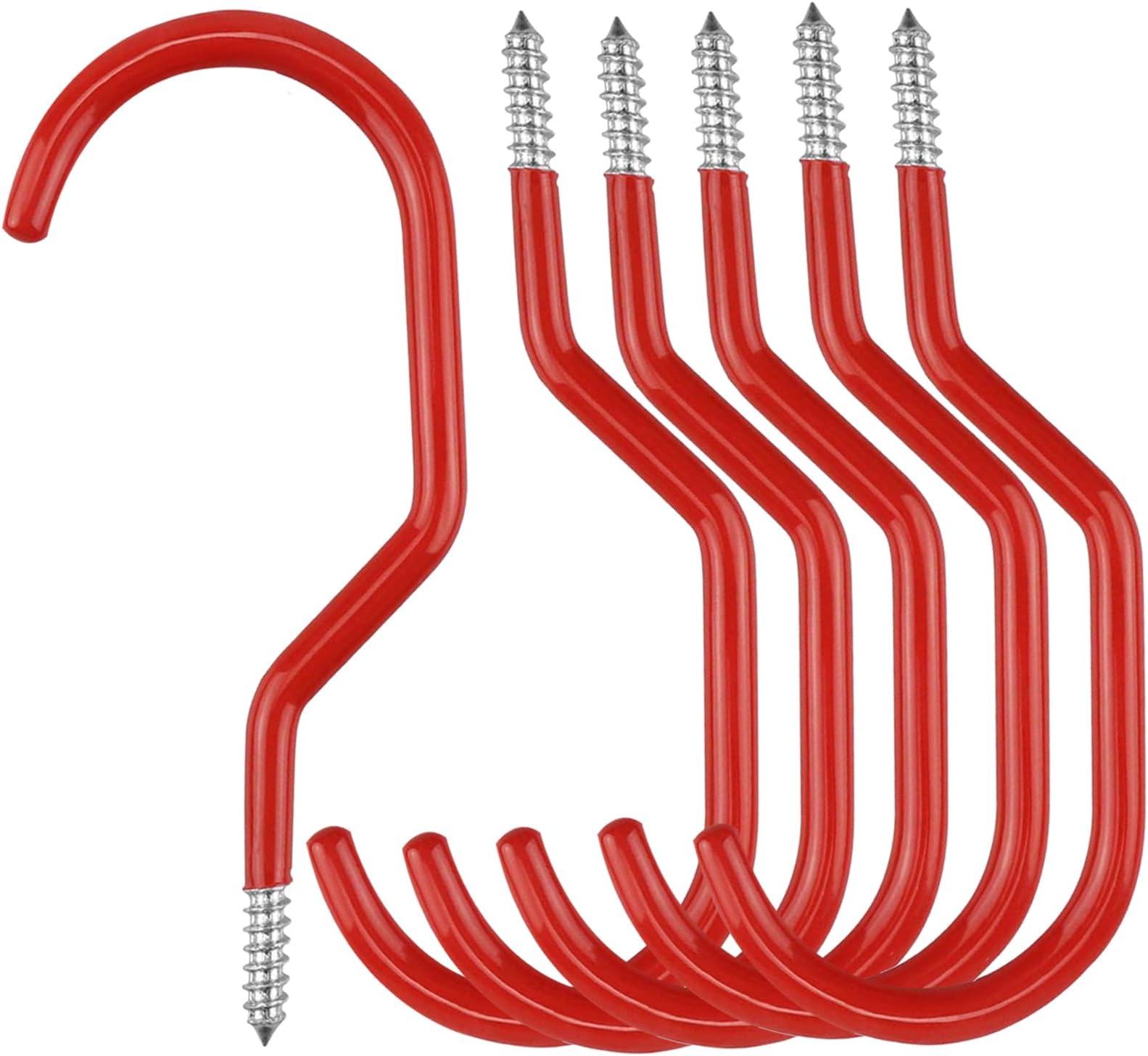 Garage Storage J Screw Hooks，6 Pack Heavy Duty Rubber Coated Extra ...