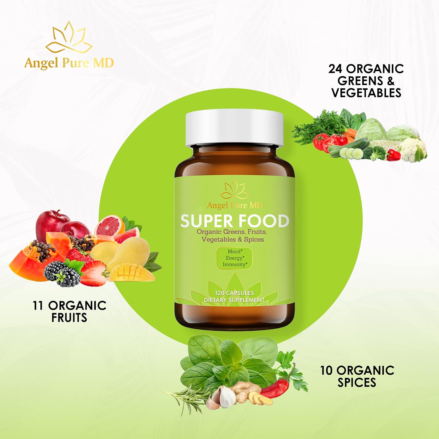 Angel Pure MD Super Food – Suplemento orgánico de frutas y verduras ...