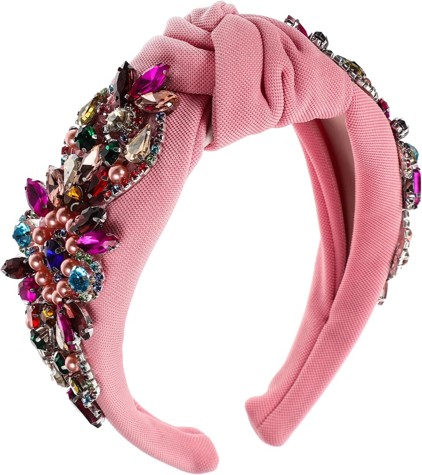 Amazon.com : Urieo Crystal Embellished Hairbands Pink Rhinestone ...