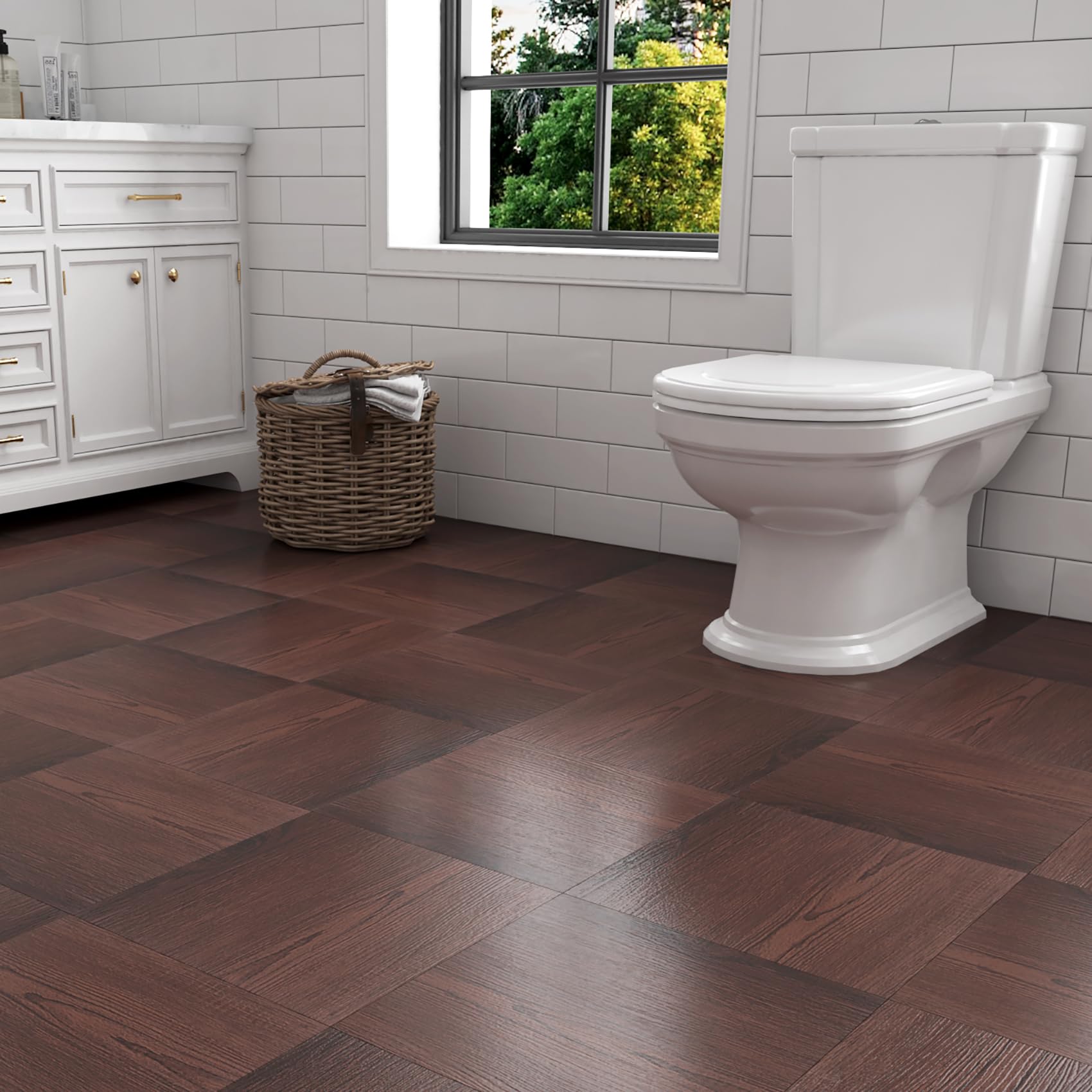 Reddish Brown Tile Floor Copenhagan Dark Oak Rectified Matt Wood