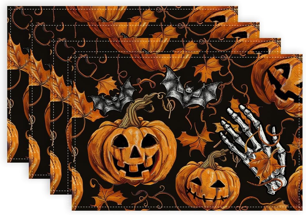Amazon.com: DineDia Halloween Placemats 18x12 Inches Set of 4, Black ...